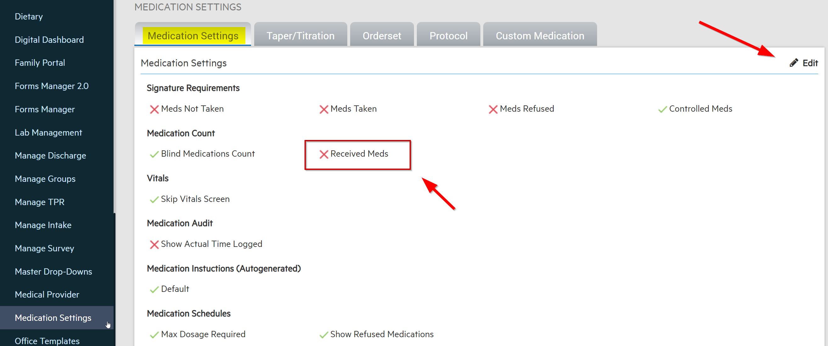Received Medication List